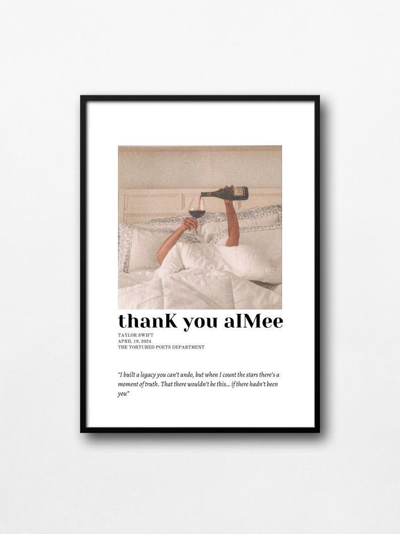 Thank You Aimee the Tortured Poets Department Taylor Swift Inspired ...