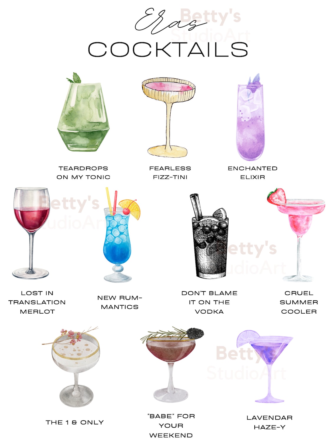 Eras Cocktail Bar Menu Taylor Swift eras Inspired Bar Cart Decor Taylor ...