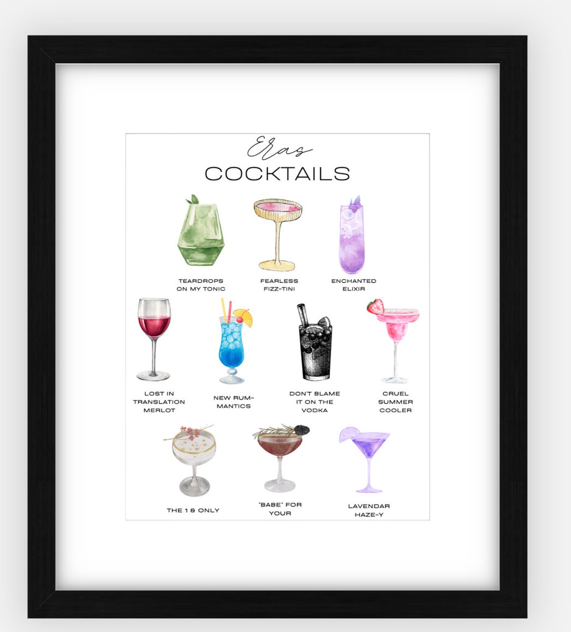 Eras Cocktail Bar Menu Taylor Swift eras Inspired Bar Cart Decor Taylor ...