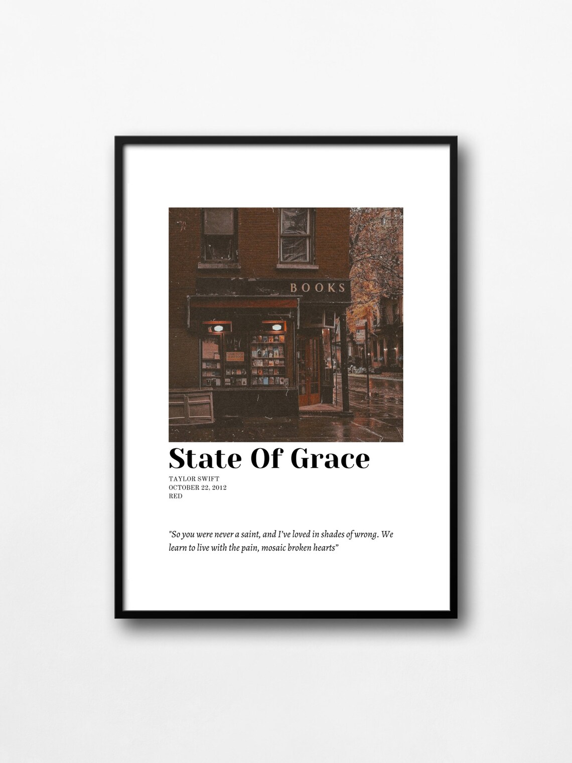 State of Grace Red Taylor Swift Wall Art Taylor Swift Inspired Series ...