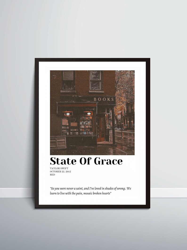 State of Grace Red Taylor Swift Wall Art Taylor Swift Inspired Series ...