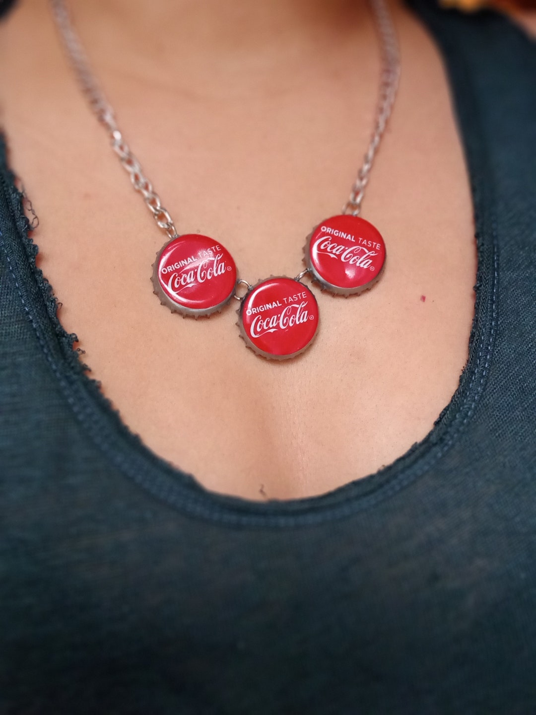 Necklace Made From Altered Coca Cola Bottle Caps Upcycling Necklace ...