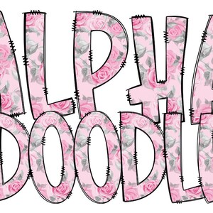 Alpha Doodle Set, Roses, 5 Complete Alphasets - Etsy