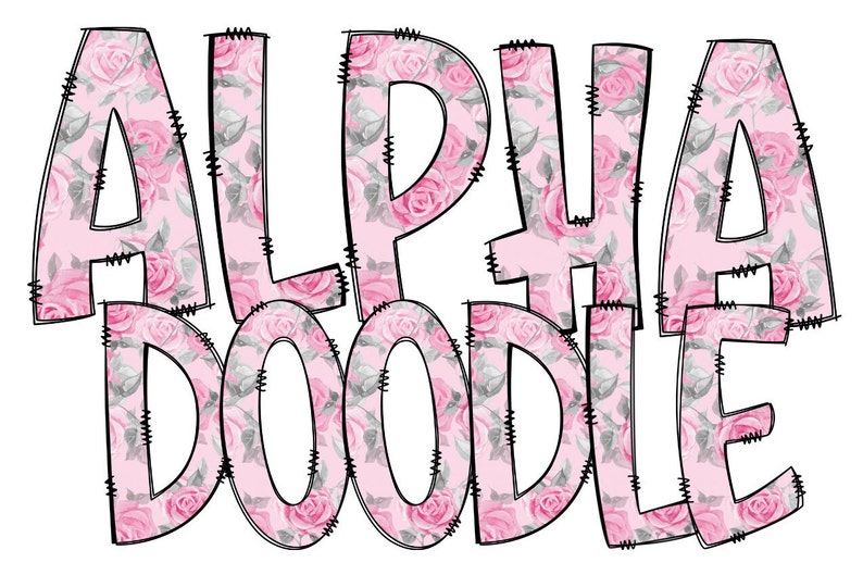 Alpha Doodle Set, Roses, 5 Complete Alphasets - Etsy