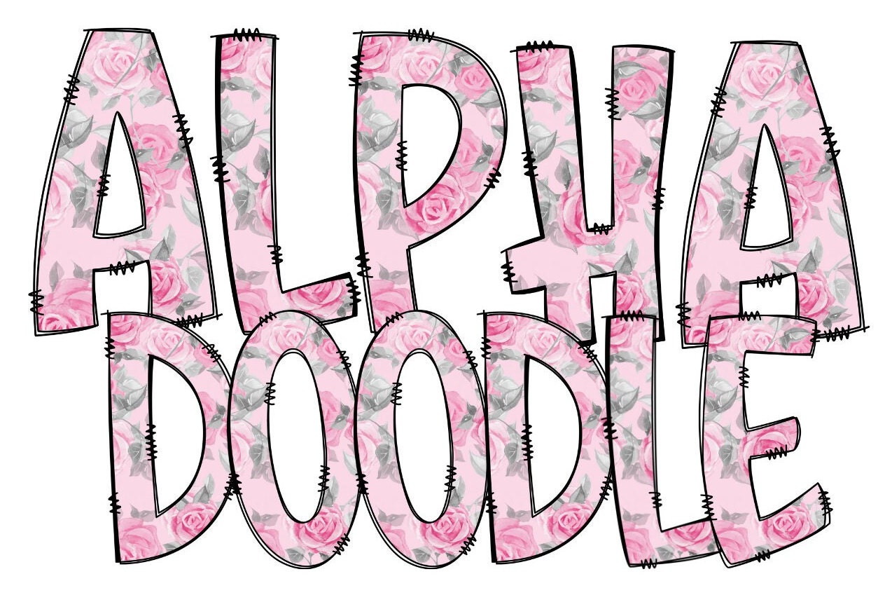 Alpha Doodle Set, Roses, 5 Complete Alphasets - Etsy