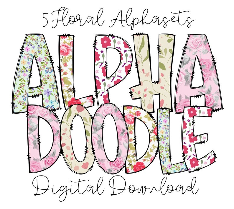 Floral Alpha Doodle Set - Etsy