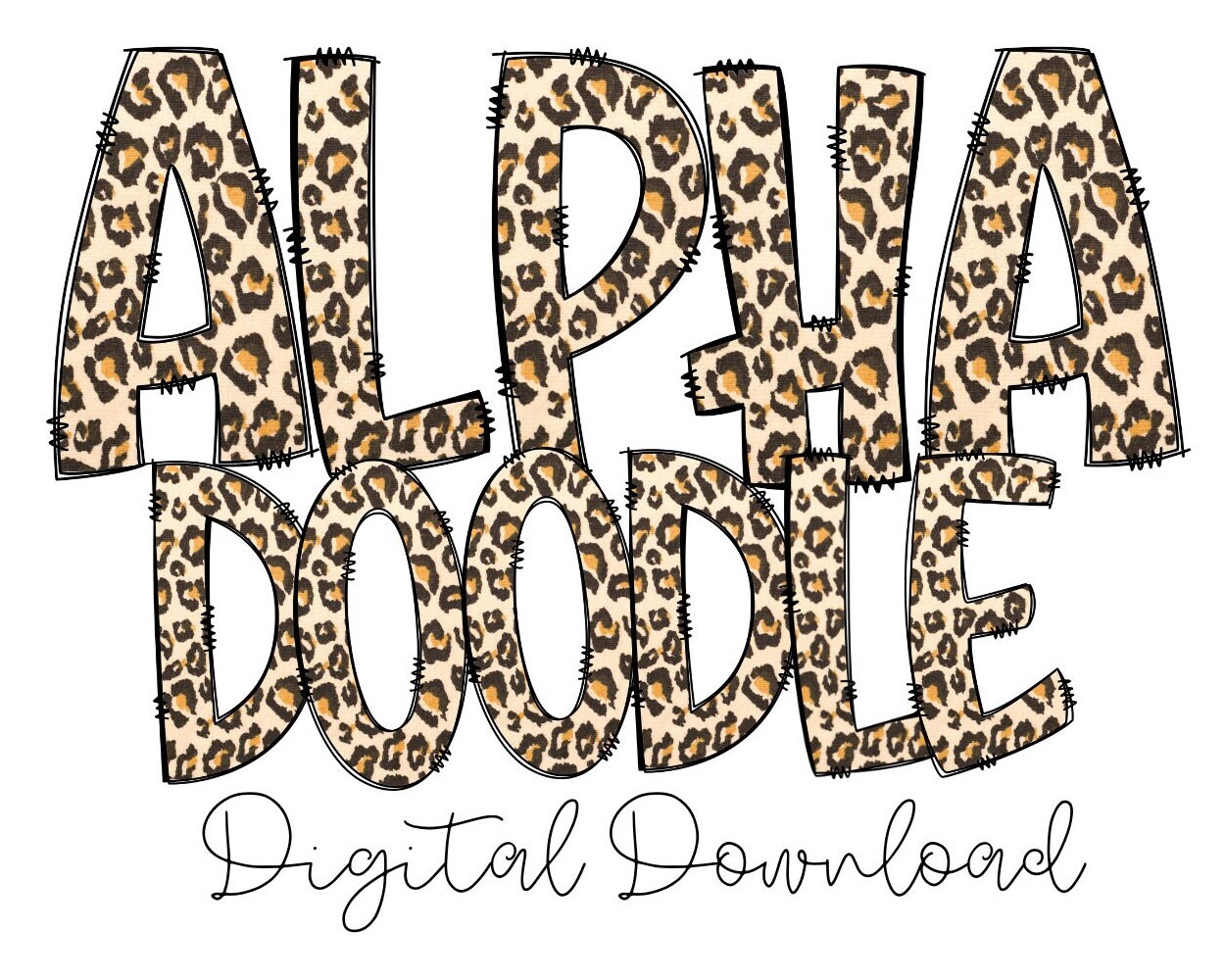 Cheetah Print Alpha Doodle Set - Etsy