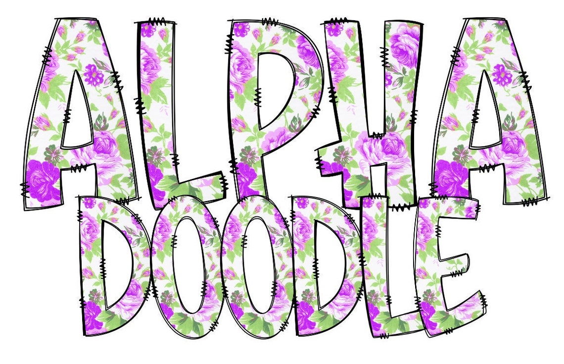Alpha Doodle Set, Roses, 5 Complete Alphasets - Etsy