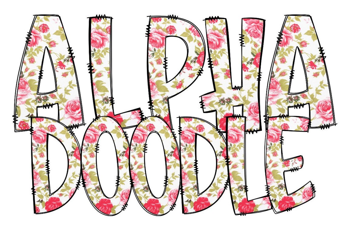Alpha Doodle Set, Roses, 5 Complete Alphasets - Etsy