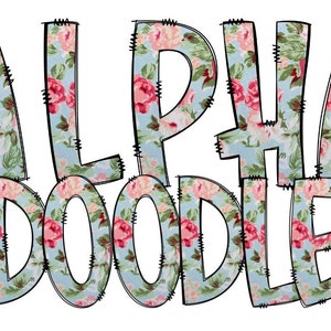 Alpha Doodle Set, Roses, 5 Complete Alphasets - Etsy