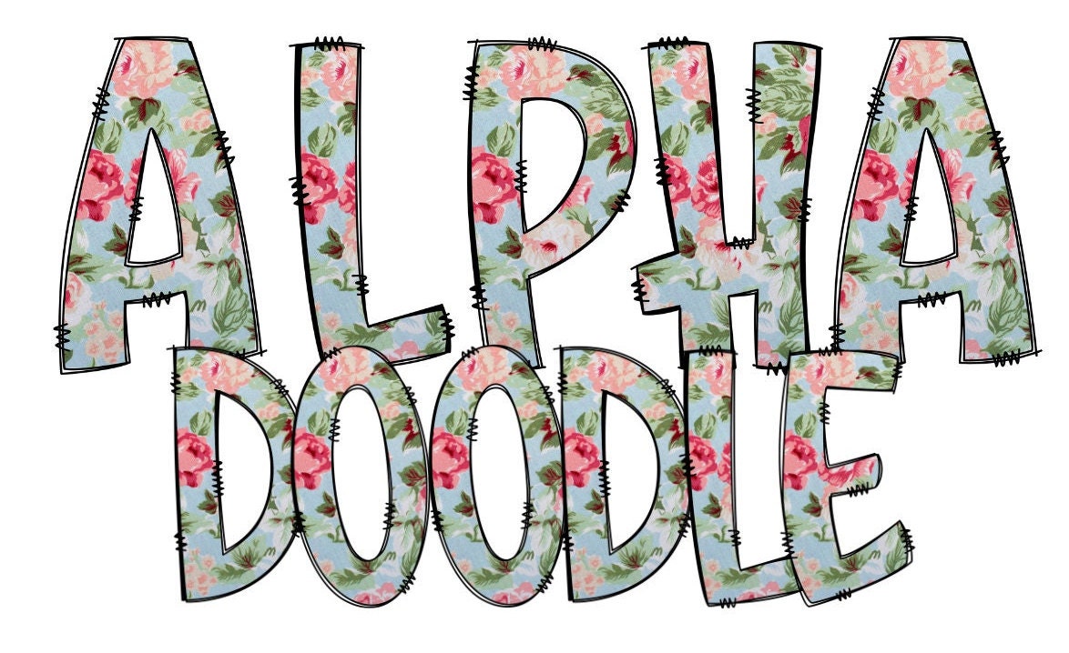 Alpha Doodle Set, Roses, 5 Complete Alphasets - Etsy