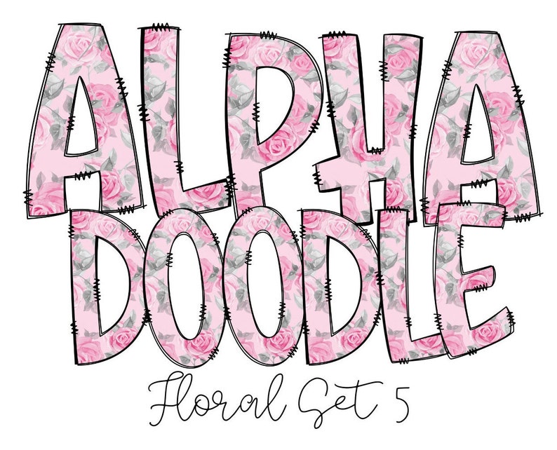 Floral Alpha Doodle Set - Etsy