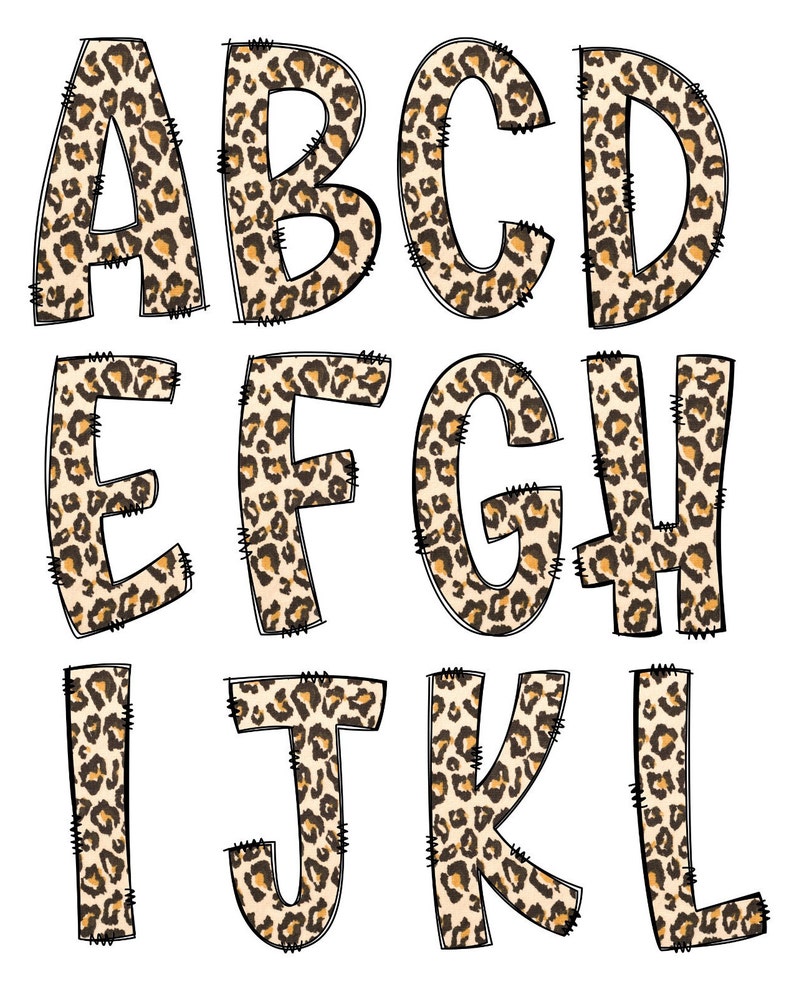 Cheetah Print Alpha Doodle Set - Etsy