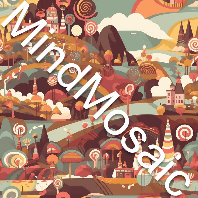 Candyland Inspired Landscape Seamless Tile Pattern Vintage - Etsy