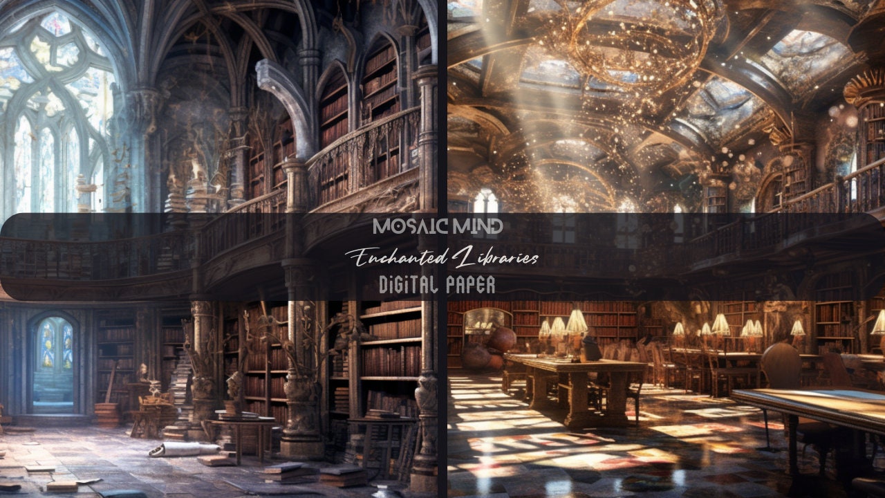 Vintage Wallpaper - Enchanted Library Wallpaper, Mystical Bookshelf ...