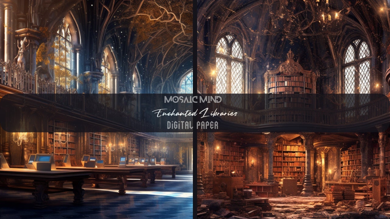 Vintage Wallpaper - Enchanted Library Wallpaper, Mystical Bookshelf ...