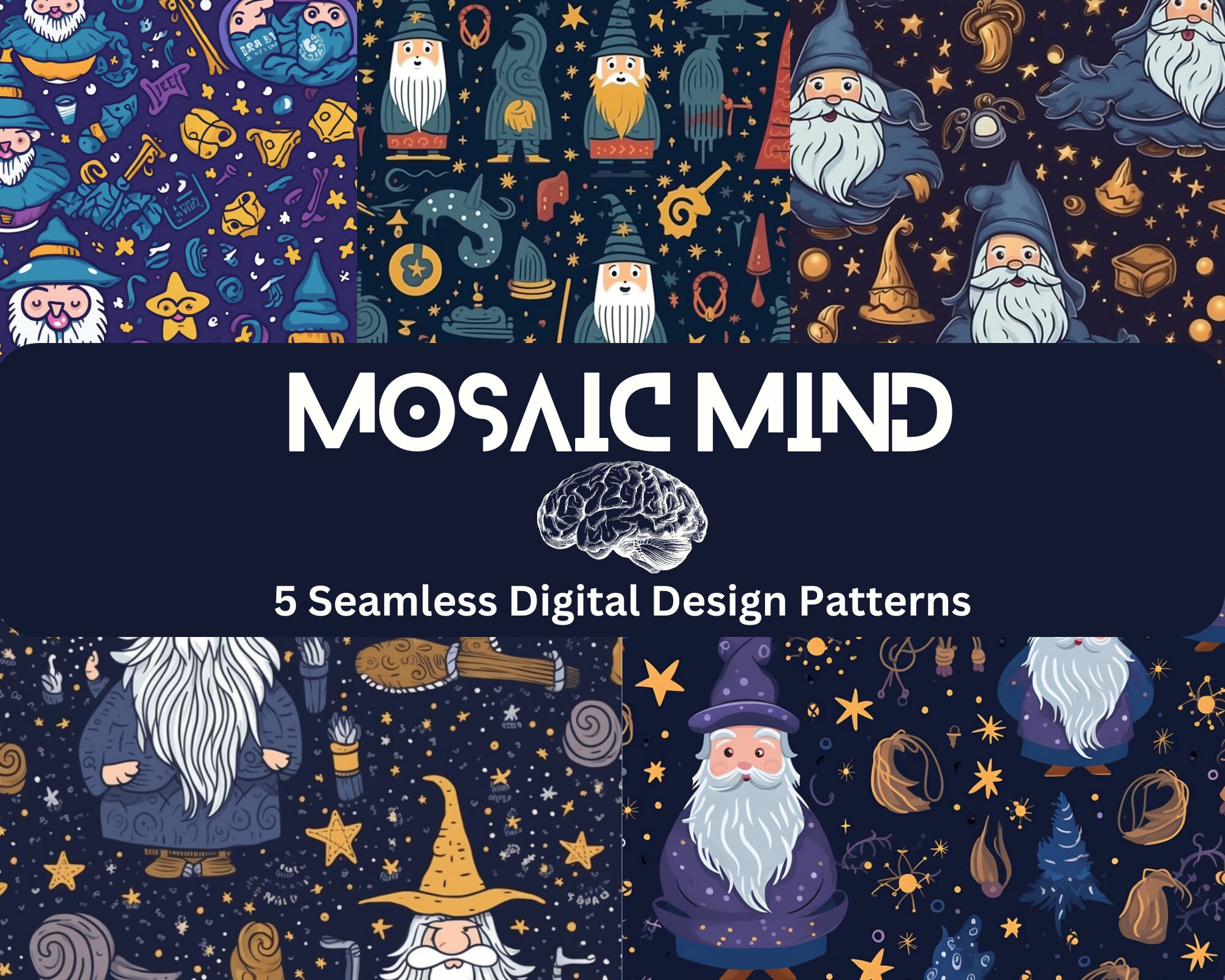 Wizard Themed Seamless Digital Paper Magical Patterns, Mystical Designs ...