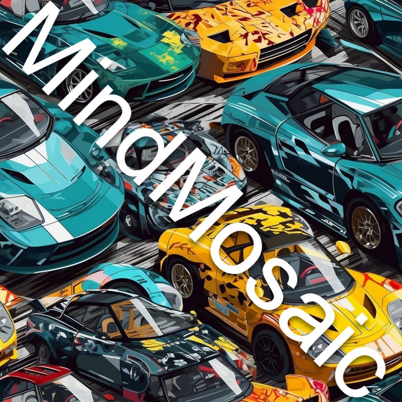 Distorted and Dreamy: Seamless Patterns of Shiny Sports Cars Perfect ...