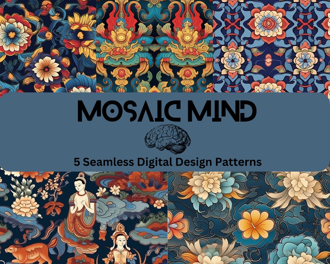 Thangka Seamless Digital Paper Tibetan Buddhist Art, Spiritual Patterns ...