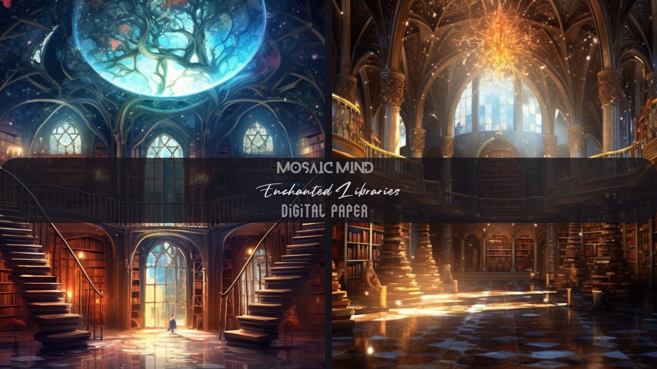 Vintage Wallpaper - Enchanted Library Wallpaper, Mystical Bookshelf ...