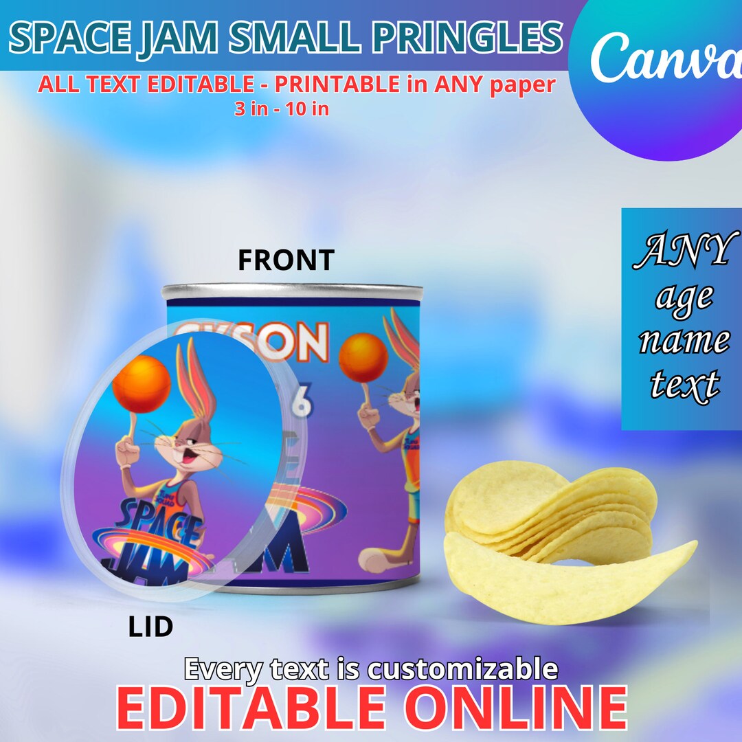 Space Jam Pringles Small Can and Lid. Editable in Canva - Etsy UK
