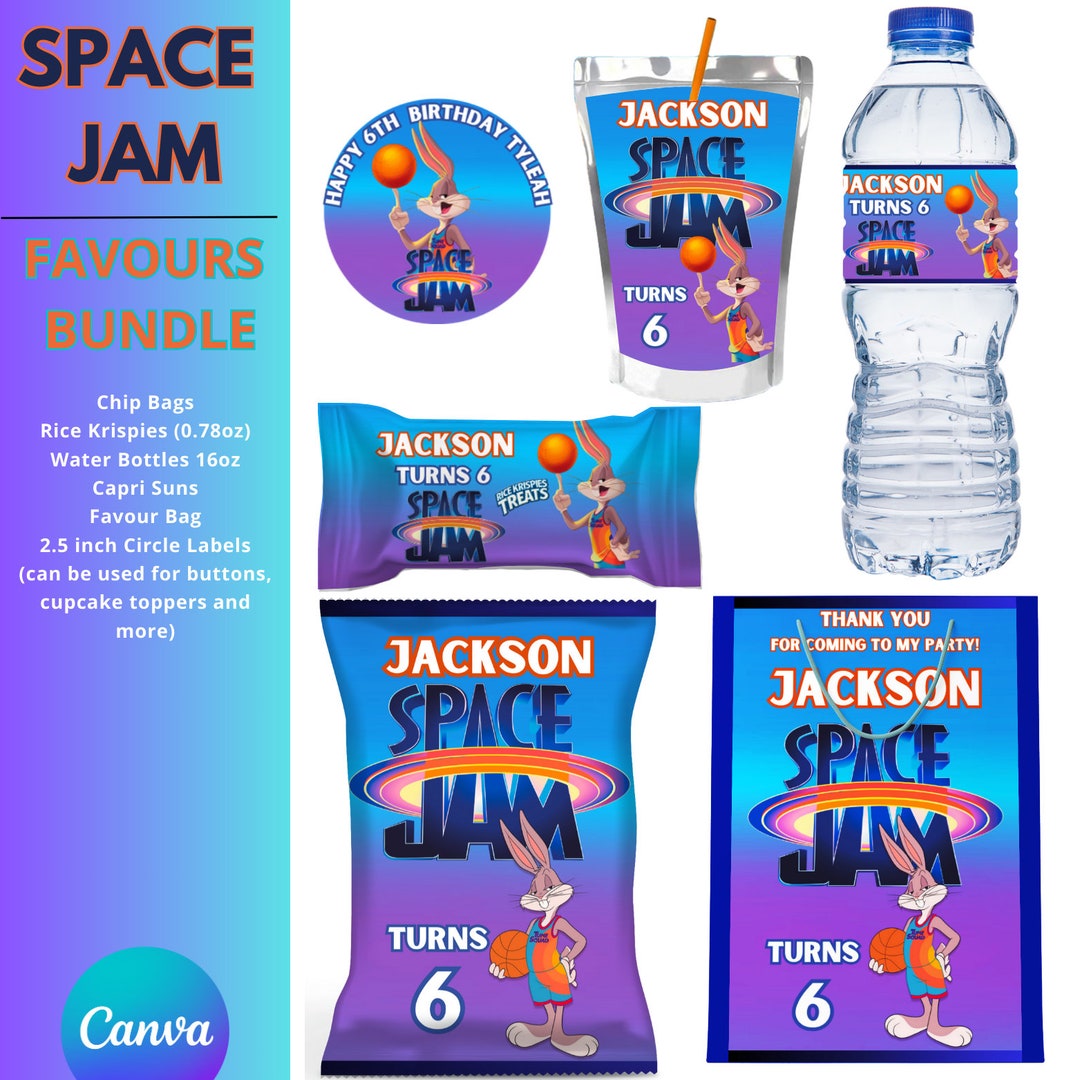 Space Jam Boy 6 Party Bundle: Chip Bag Rice Juice Water and More ...