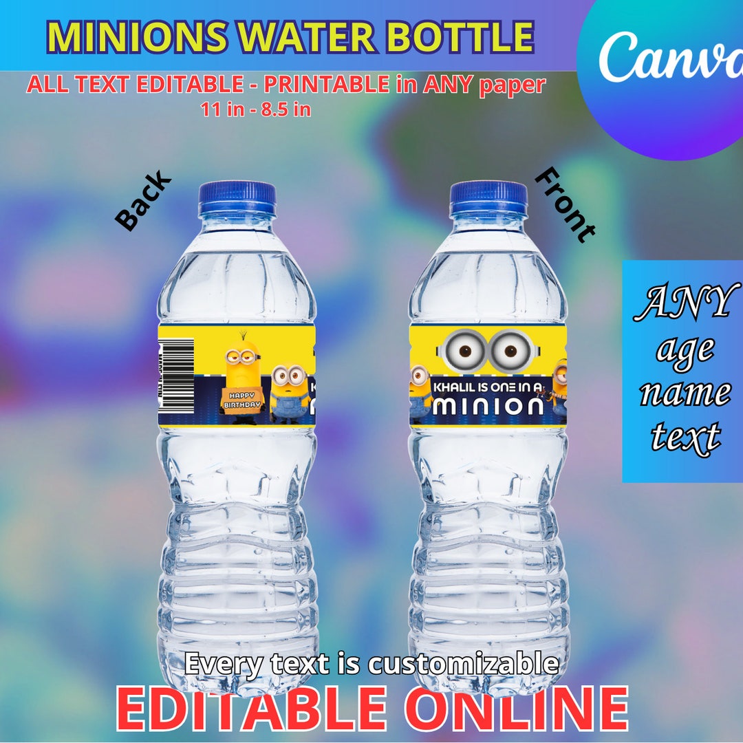 Minions Water Label. Editable in CANVA - Etsy Canada