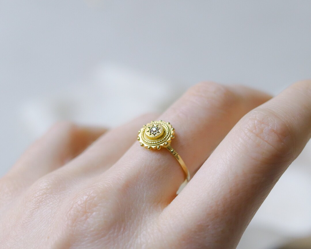 15ct Gold Antique Etruscan Revival Ring UK R 1/2 - Etsy