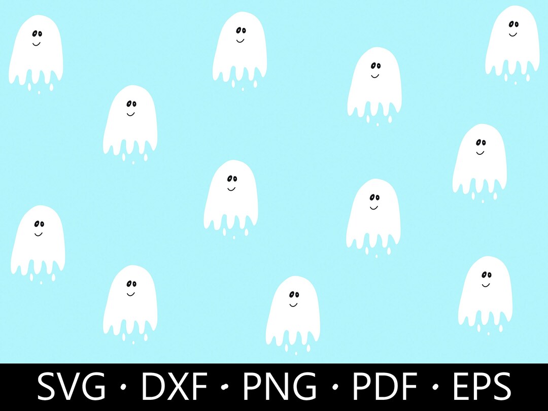 Cute Ghosts Seamless Pattern SVG, PNG, EPS, Baby Blue Pattern, Spooky ...