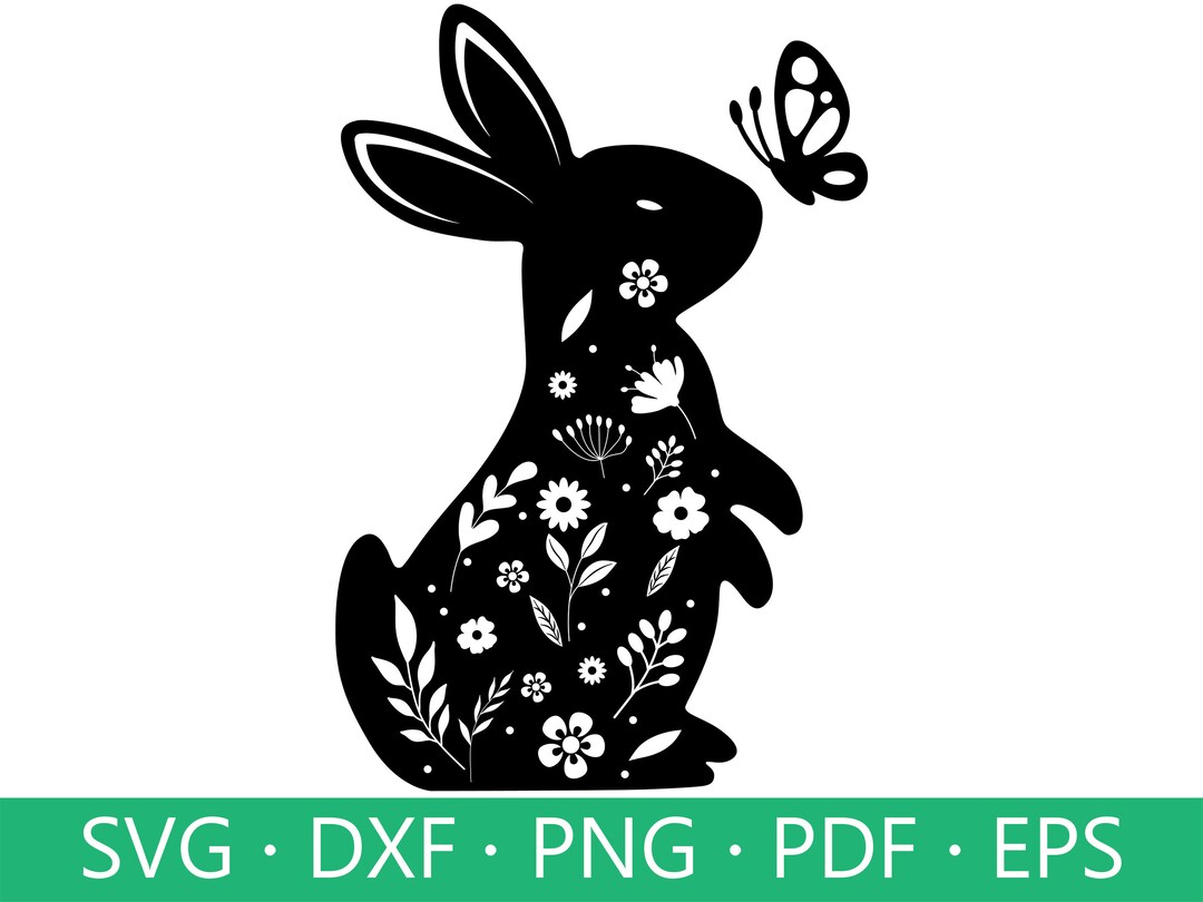 Spring Rabbit SVG, Spring Rabbit PNG, Floral Rabbit SVG, Bunny ...