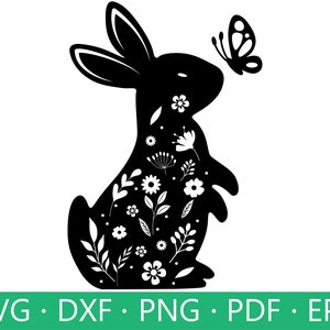 Spring Rabbit SVG, Spring Rabbit PNG, Floral Rabbit SVG, Bunny ...