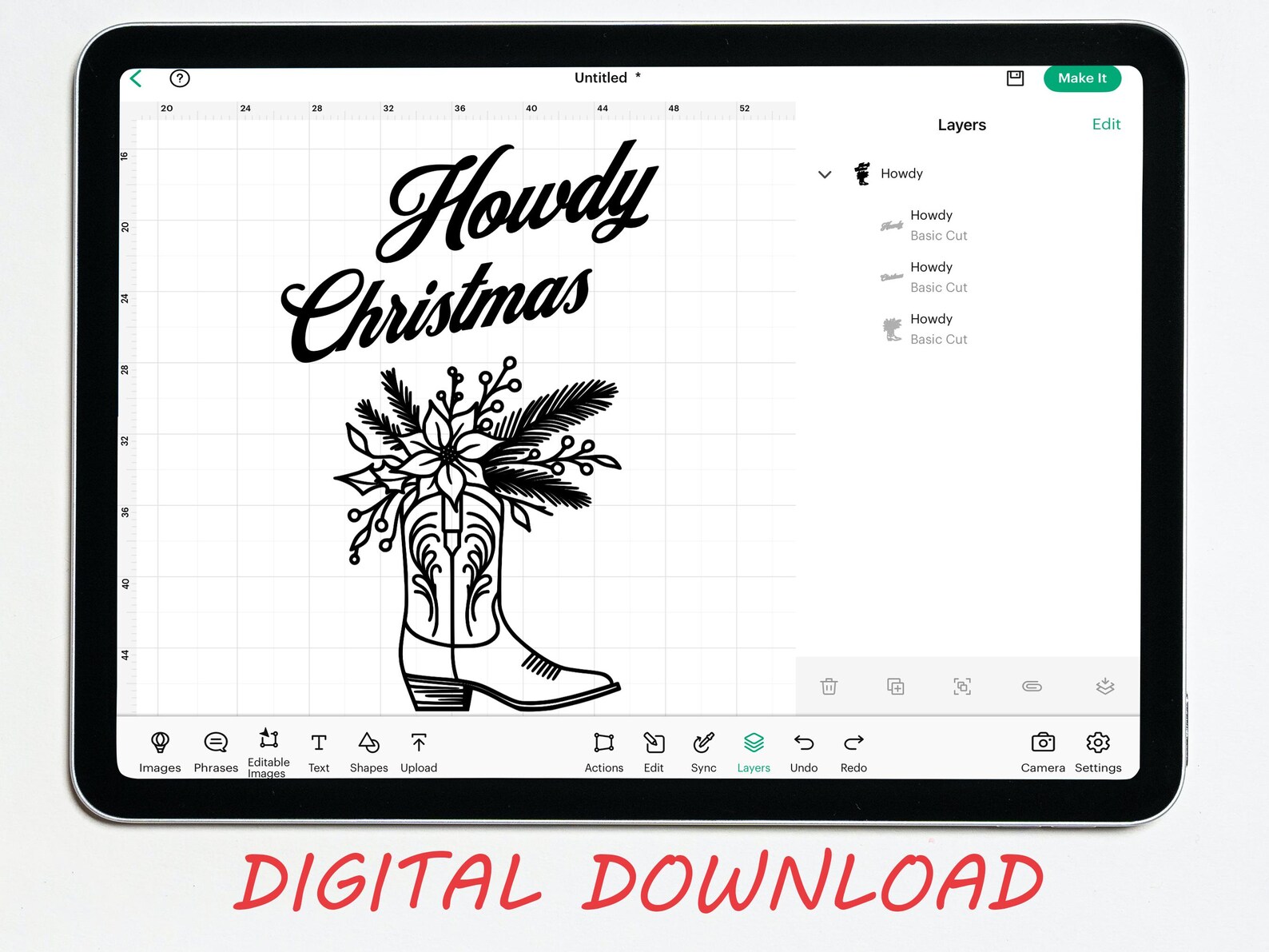 Howdy Christmas Cowboy Boots SVG, Floral Lineart (digital Files) - Etsy