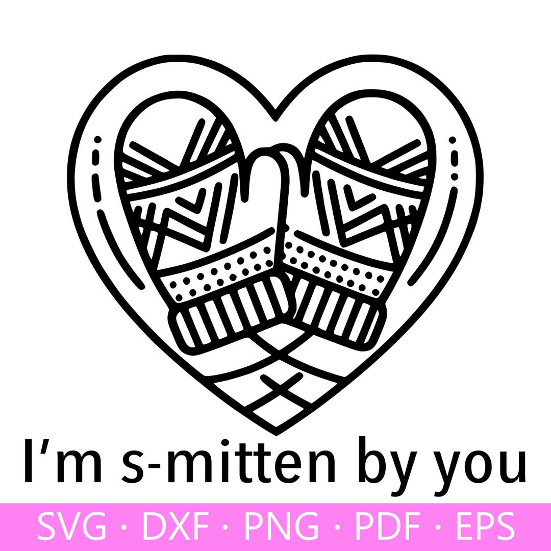 Heart Mittens Svg, Smitten Clipart, Winter Gloves Vector (digital ...