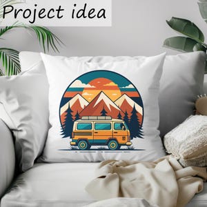 Retro Bus SVG, PNG, EPS, Retro Svg, Mountain Svg, Hippie Van Svg, Camp ...