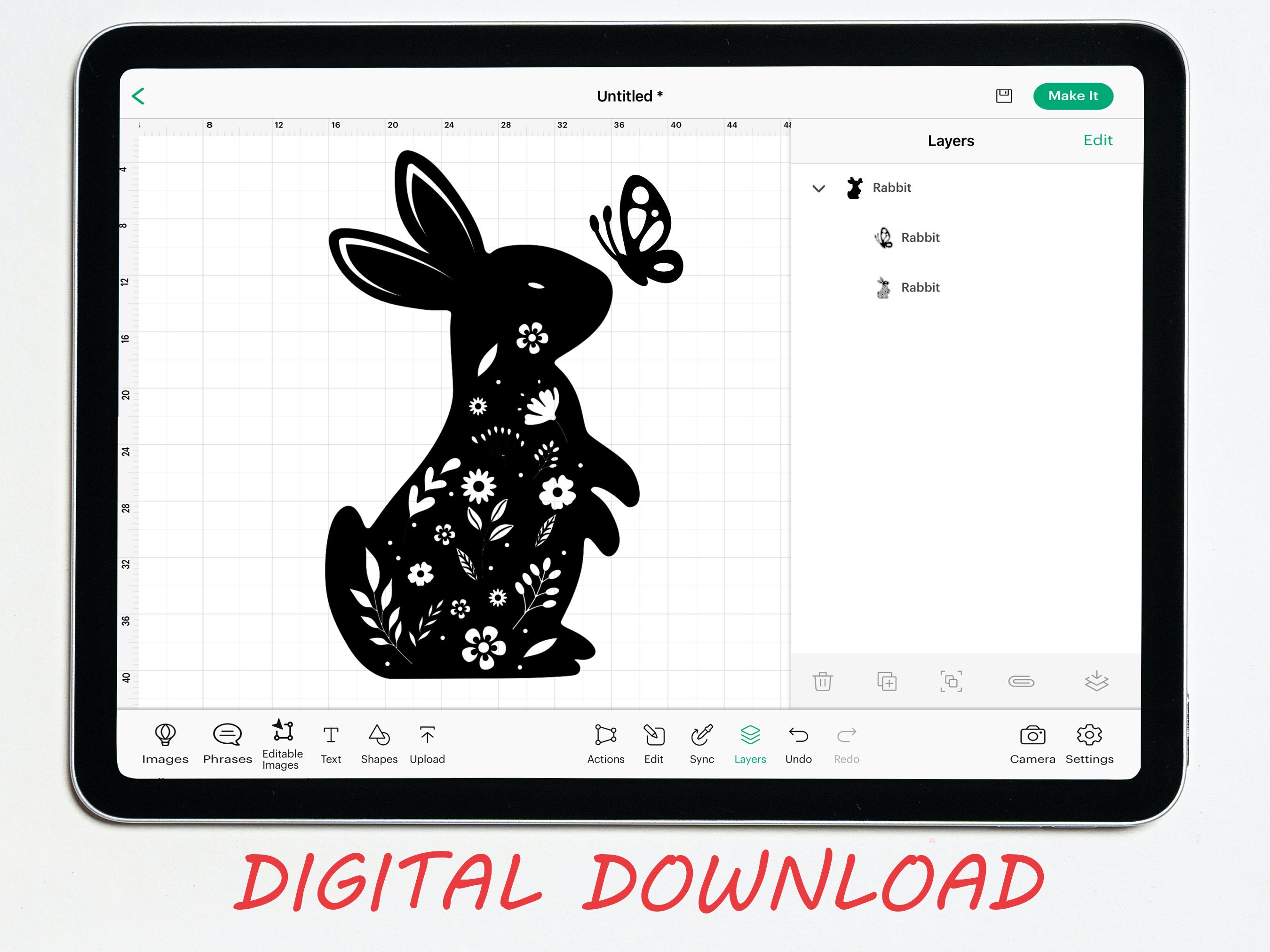 Spring Rabbit SVG, Spring Rabbit PNG, Floral Rabbit SVG, Bunny ...