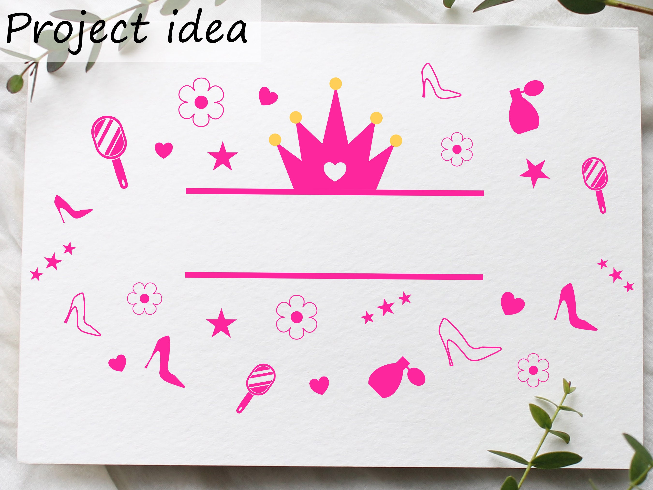 Princess Split Monogram SVG Princess Split Monogram PNG Pink - Etsy