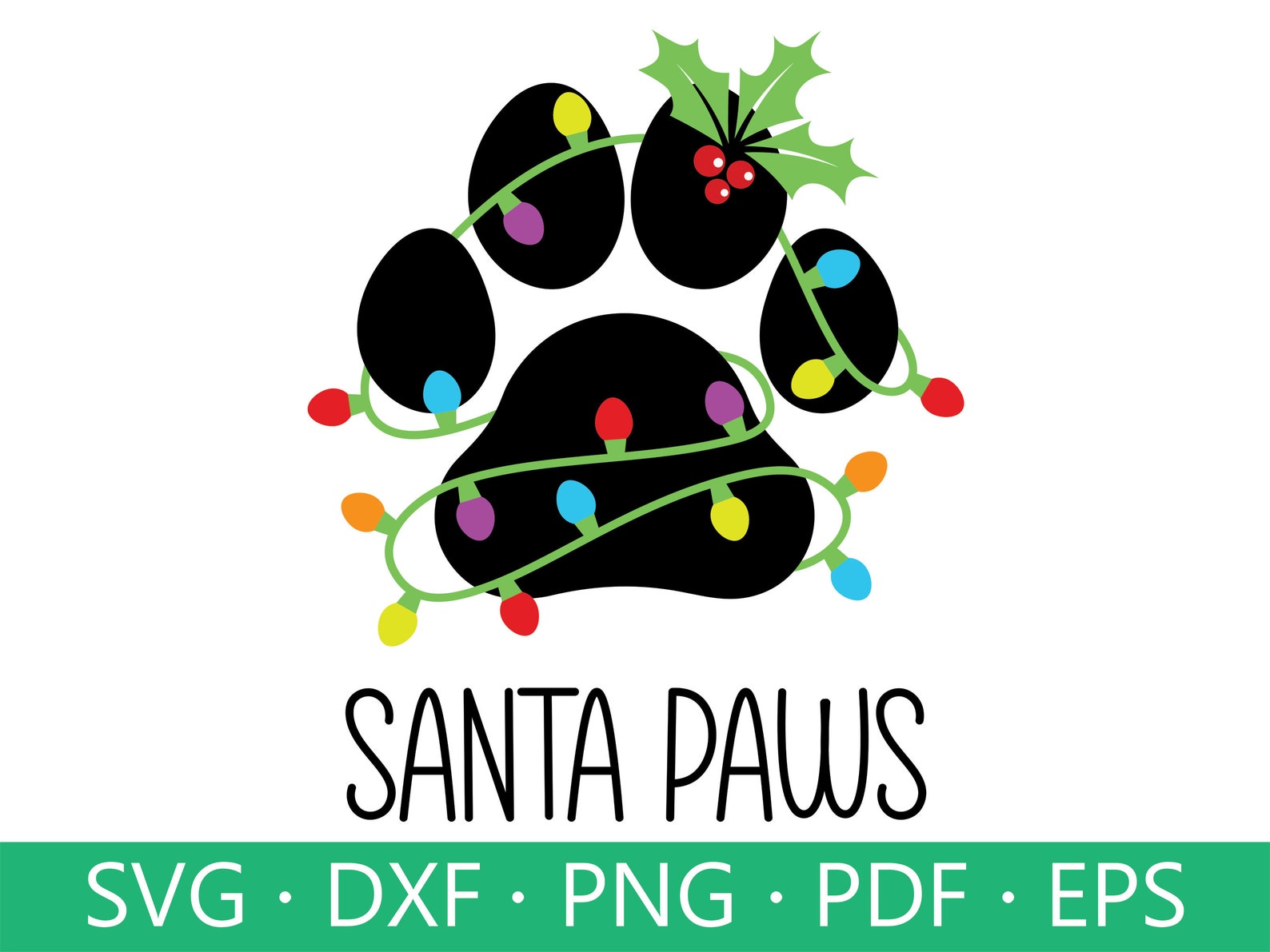 Paw Print SVG, Santa Paw SVG, Santa Paw PNG, Dog Christmas Svg, Paw ...