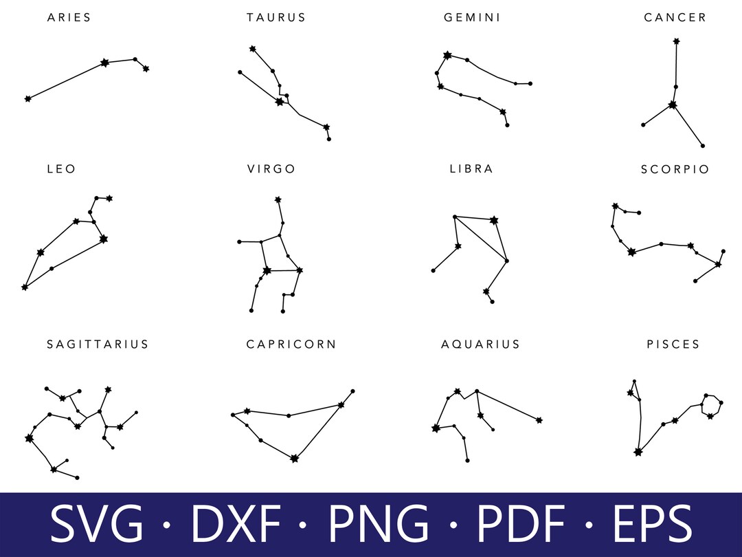 Zodiac Constellation SVG Bundle: Horoscope Star Signs (digital Download ...