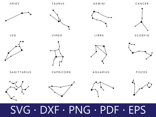 Star Zodiac Constellation Svg, Zodiac Svg, Horoscope Svg, Cricut Svg ...