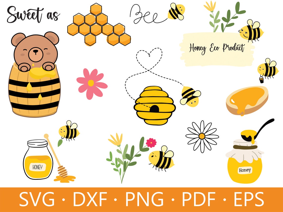 Bee SVG Bee Svg Bundle Bee PNG Honeycomb Svg Honey Bear - Etsy