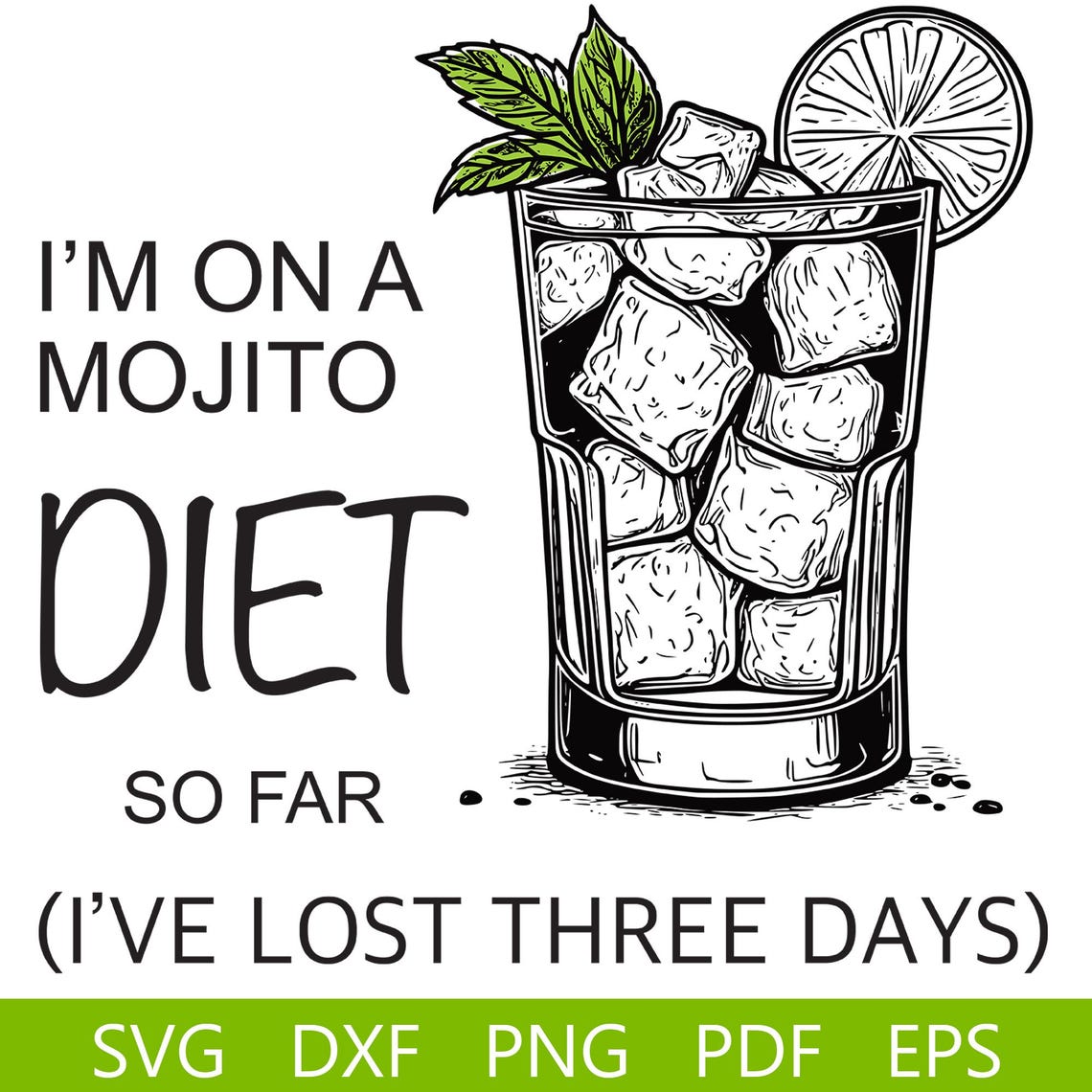 Mojito Cocktail SVG: Summer Drink Clipart for Cricut (digital Download ...