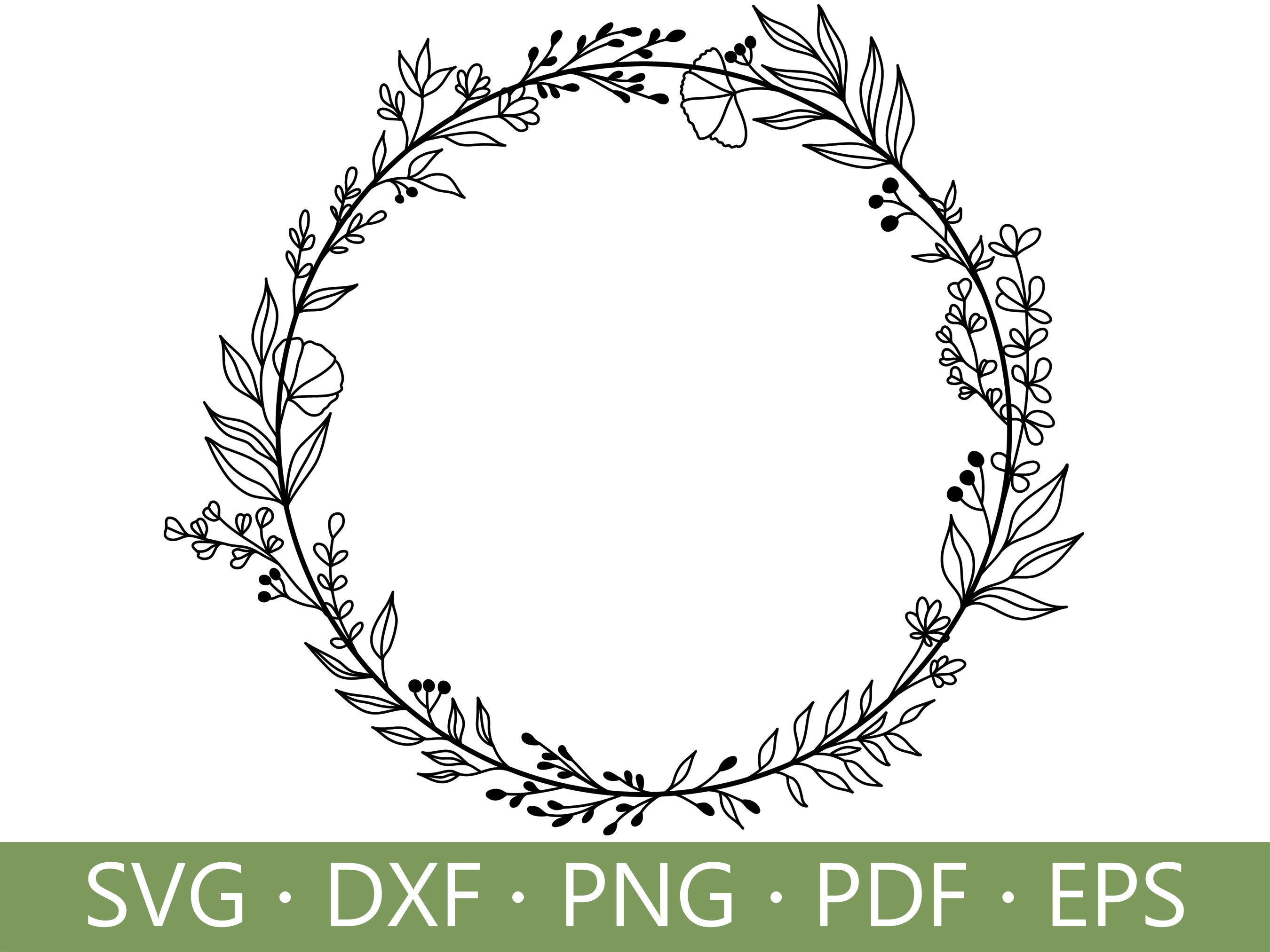 Floral Wreath SVG, Floral Wreath PNG, Flower Line Art Svg, Floral ...