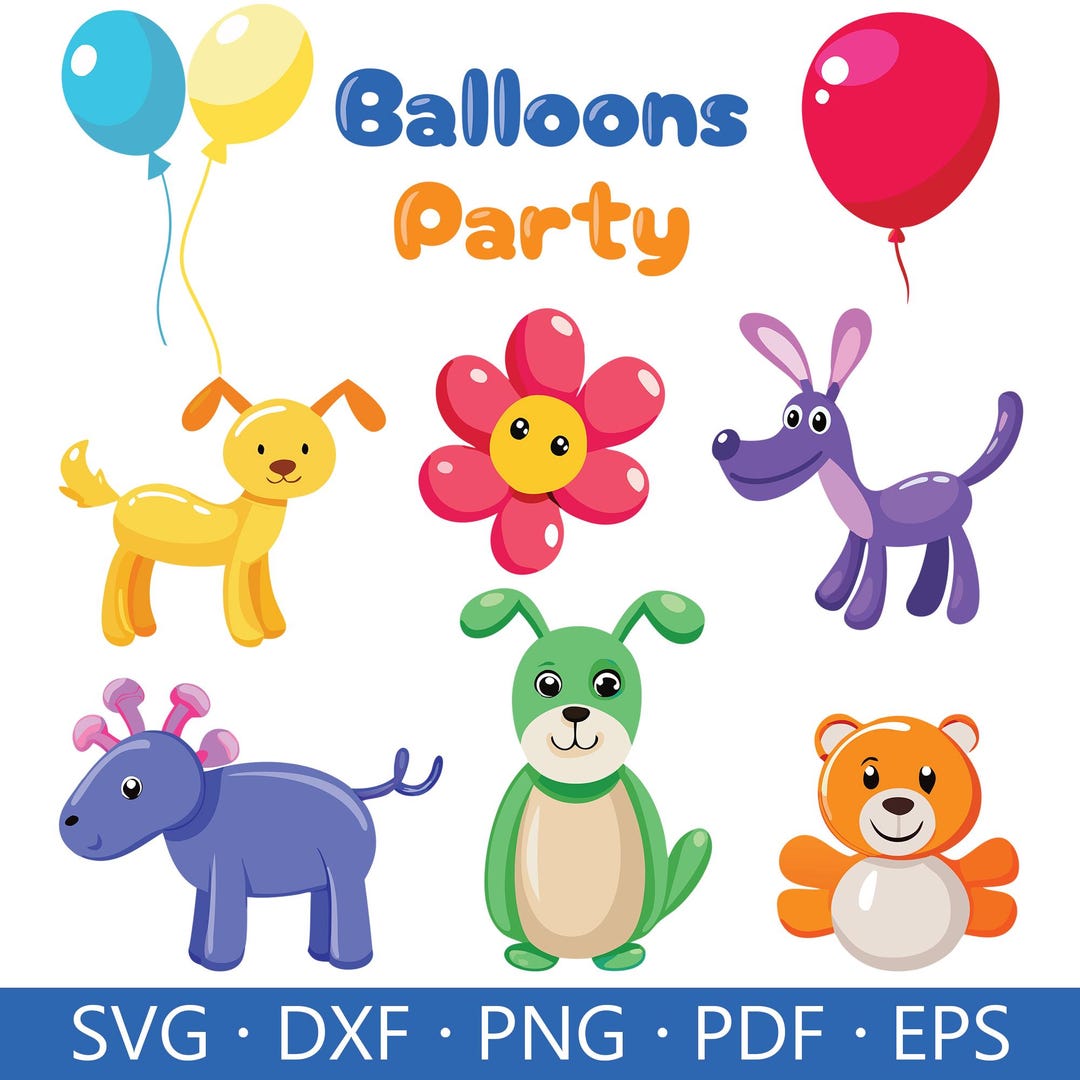 Balloon Animal SVG, Balloon Party Animals PNG, Dog Balloon DXF, Dog ...
