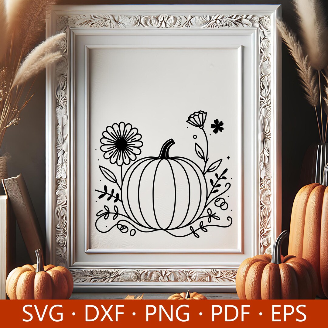 Pumpkin Line Art SVG, Pumpkin SVG, Pumpkin PNG Clipart, Halloween ...