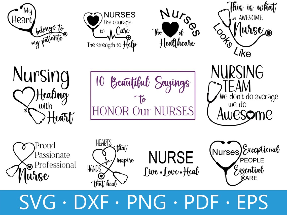 Nurse SVG Bundle Nurse Quotes SVG Heart Stethoscope SVG - Etsy