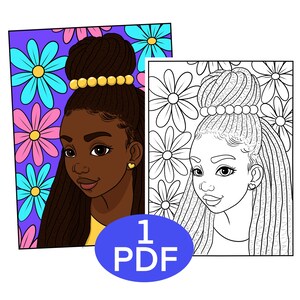 Afro Girl Coloring Page, Coloring for Black Girls | Digital Download - Etsy