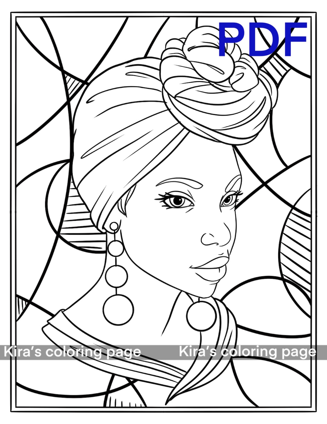 Afro Black Woman Coloring Page, Blackgirl Coloring Page, African ...