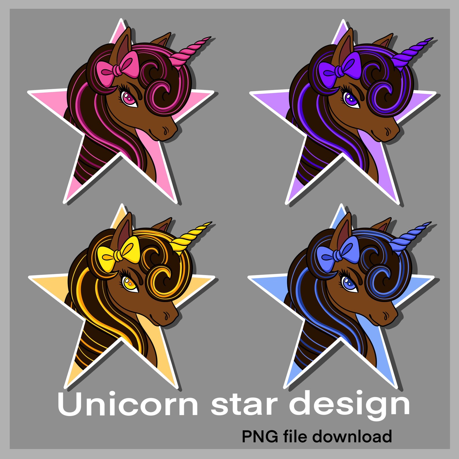 Beautiful Afro Unicorns Sublimation Designs| Unicorn Star| Black ...