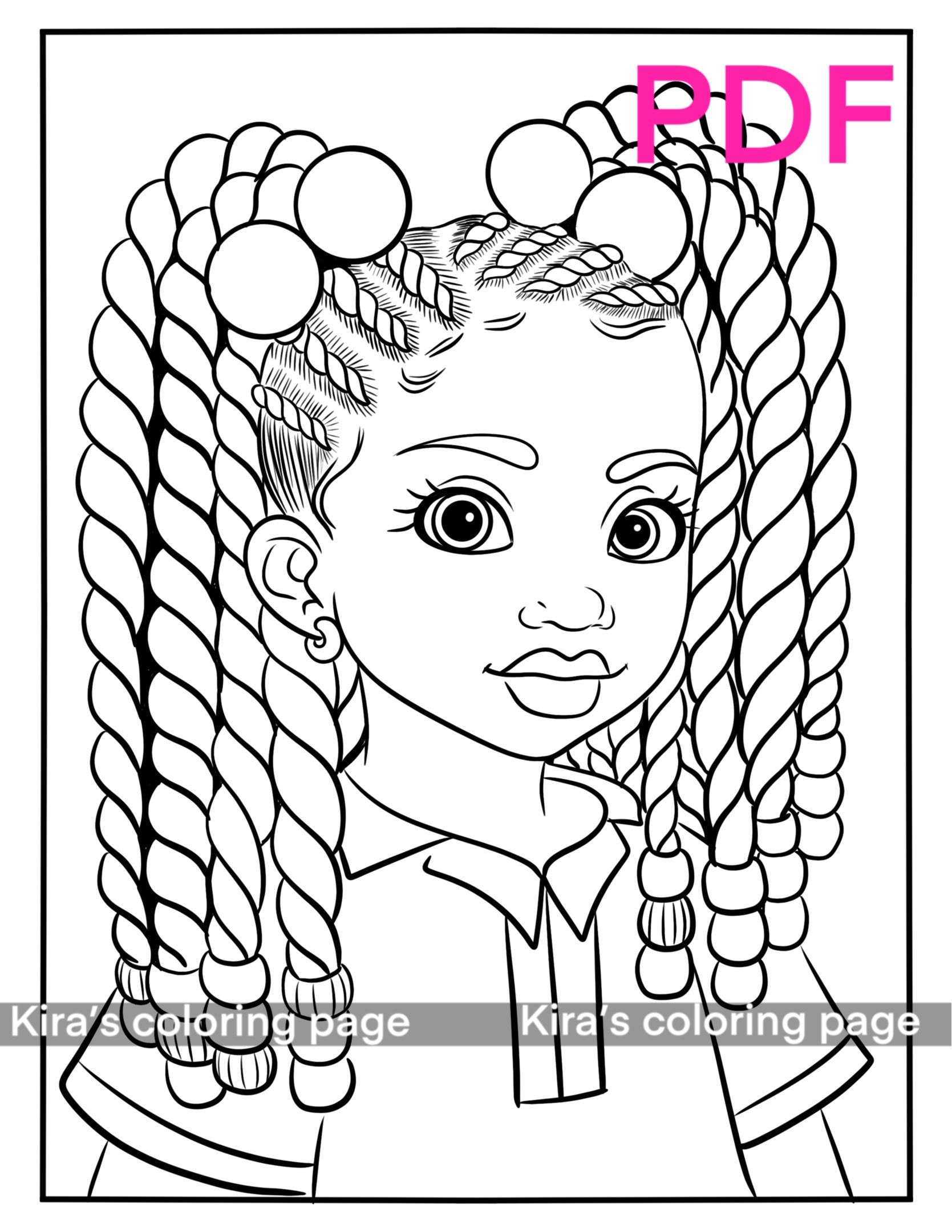 Afro Girl Coloring Page, Coloring Page for Black Girls | Hairstyle ...