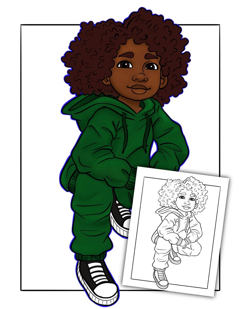 Black Boy Coloring Page | Instant Pdf Download| Black Kids Coloring ...